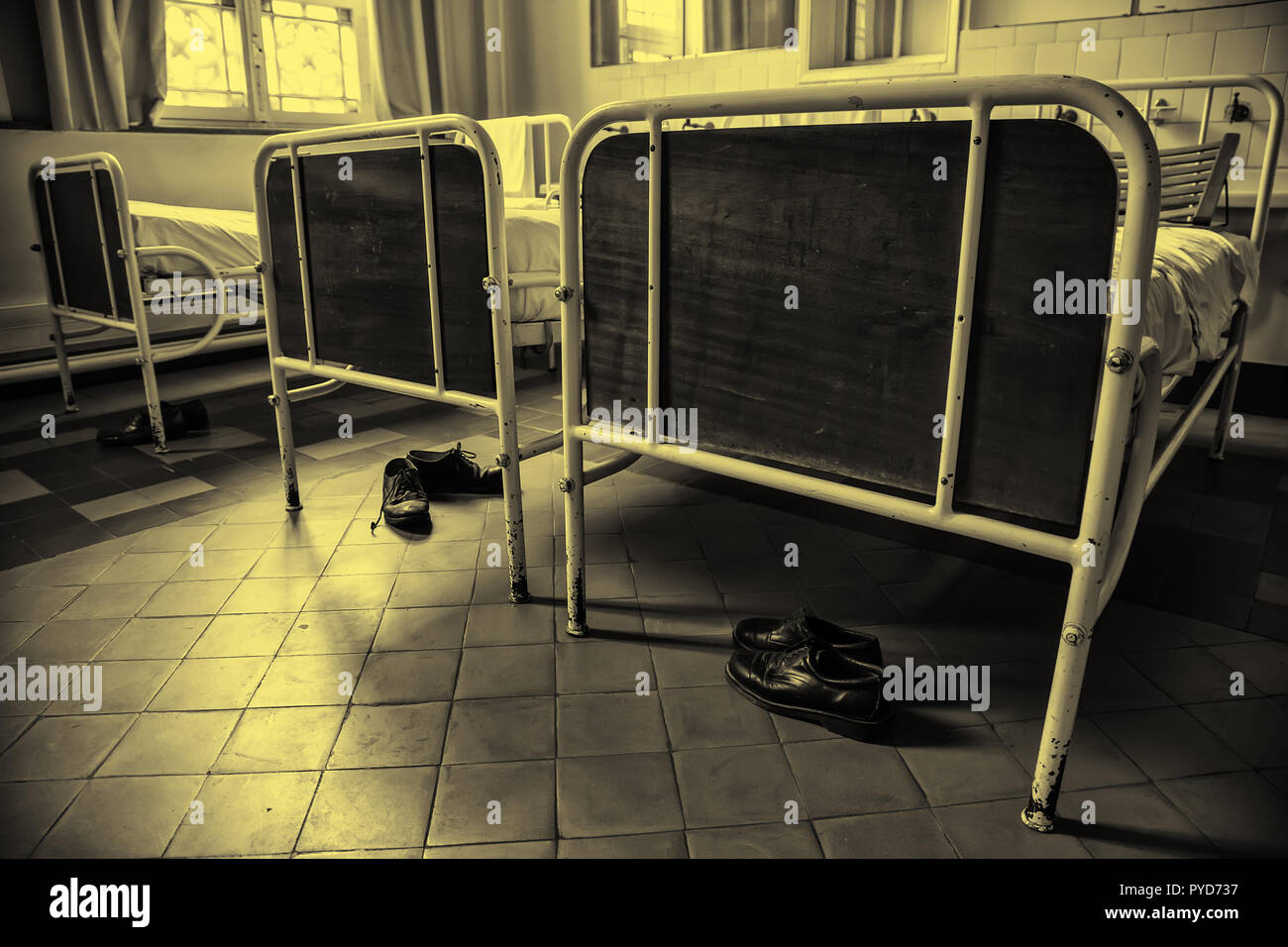 Old hospital beds, detail of old hospital for patients Stock Photo - Alamy
