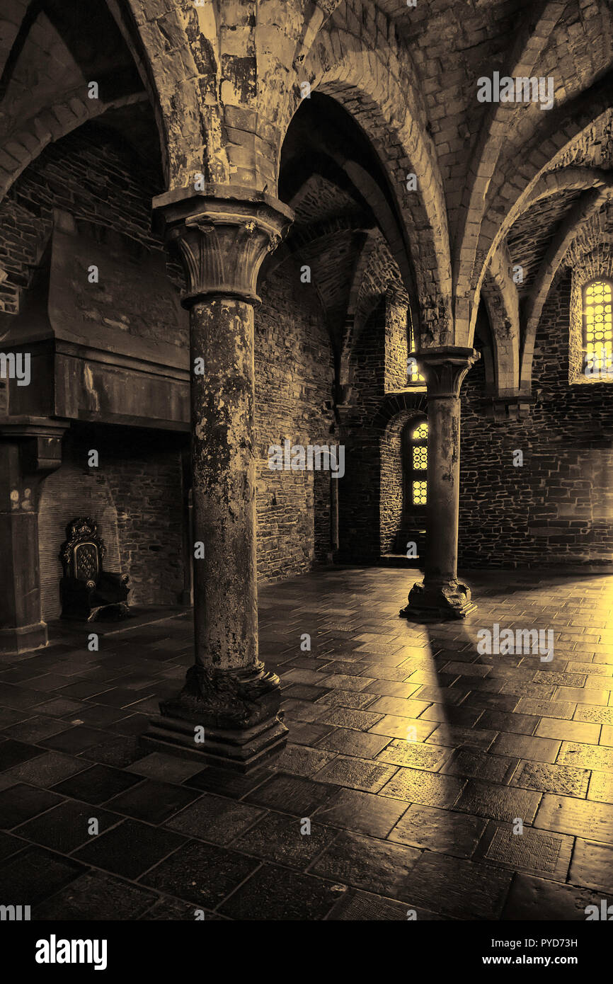 Interior of an old historical building, detail of ancient and history ...