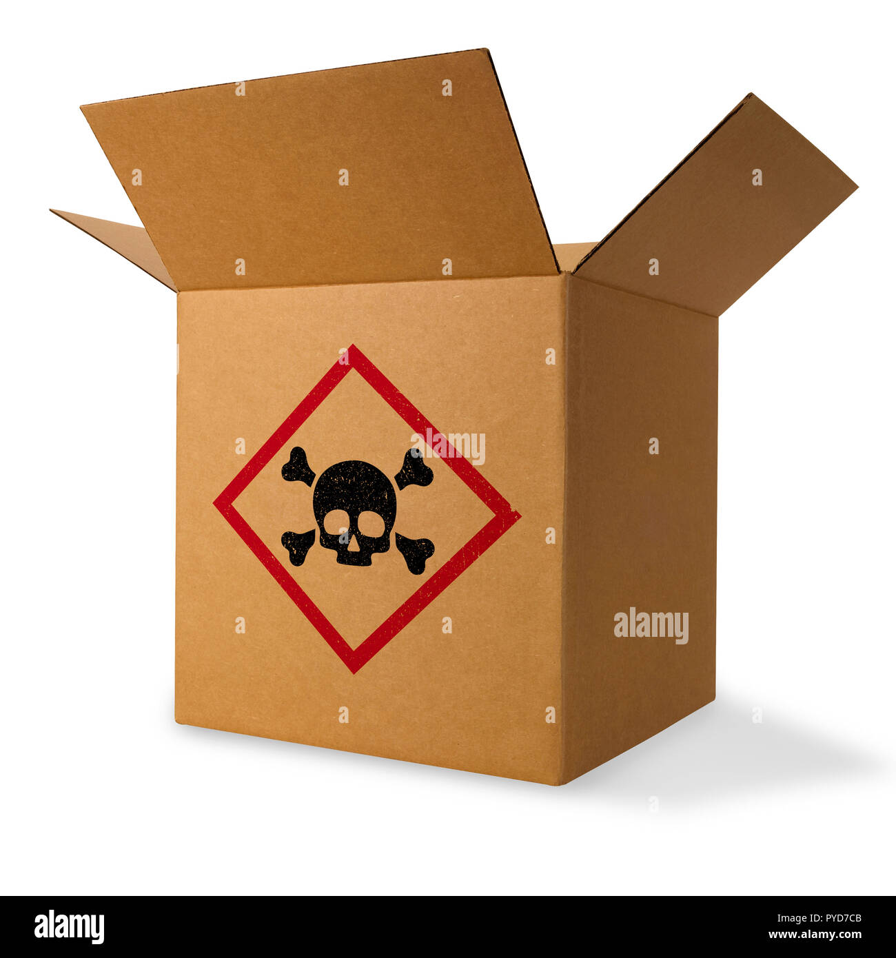 Cardboard box with skull and cross-bones sign Stock Photo - Alamy