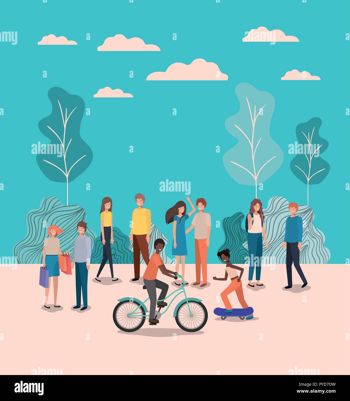 group of person doing activities in the park Stock Vector Image & Art ...