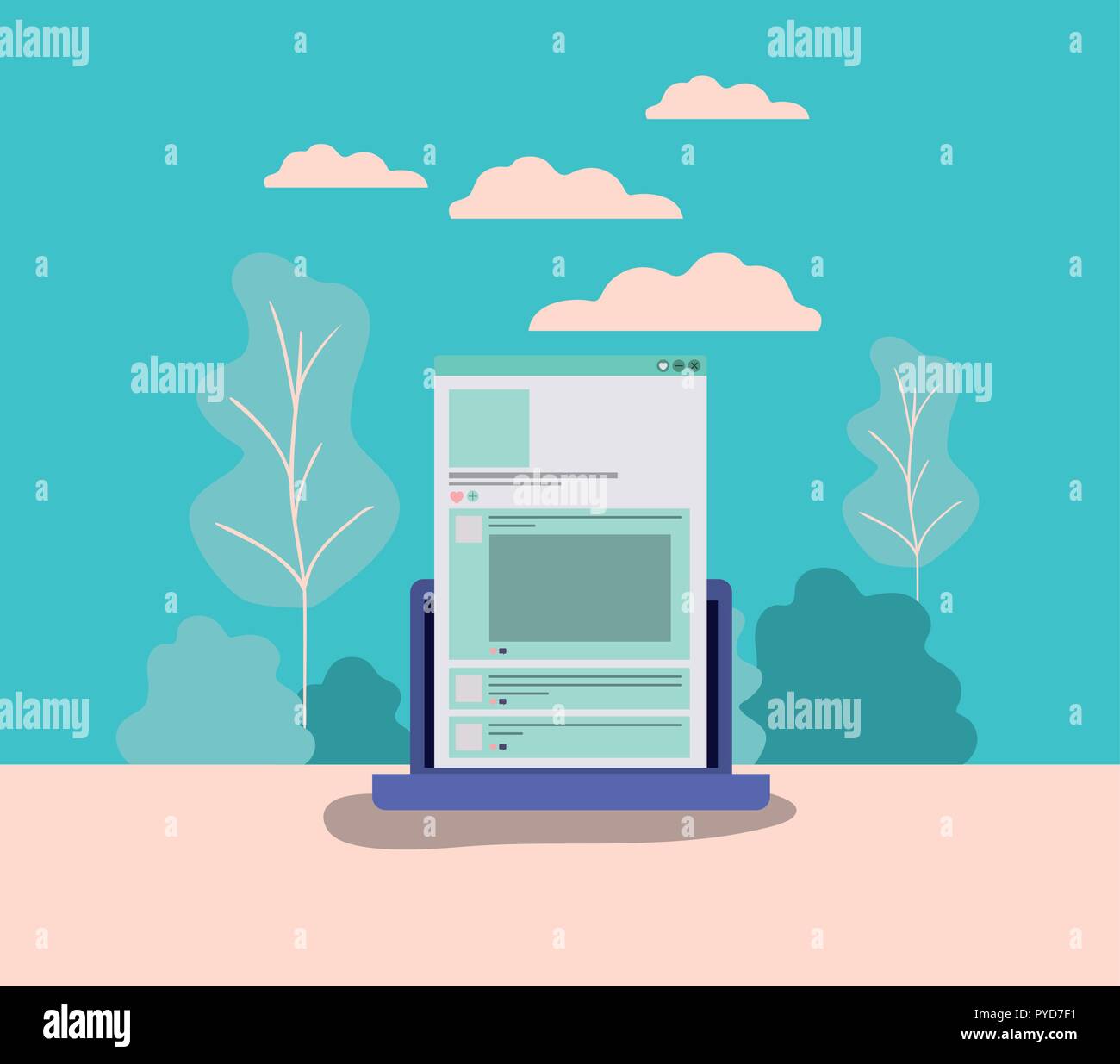 laptop computer with forest landscape Stock Vector Image & Art - Alamy