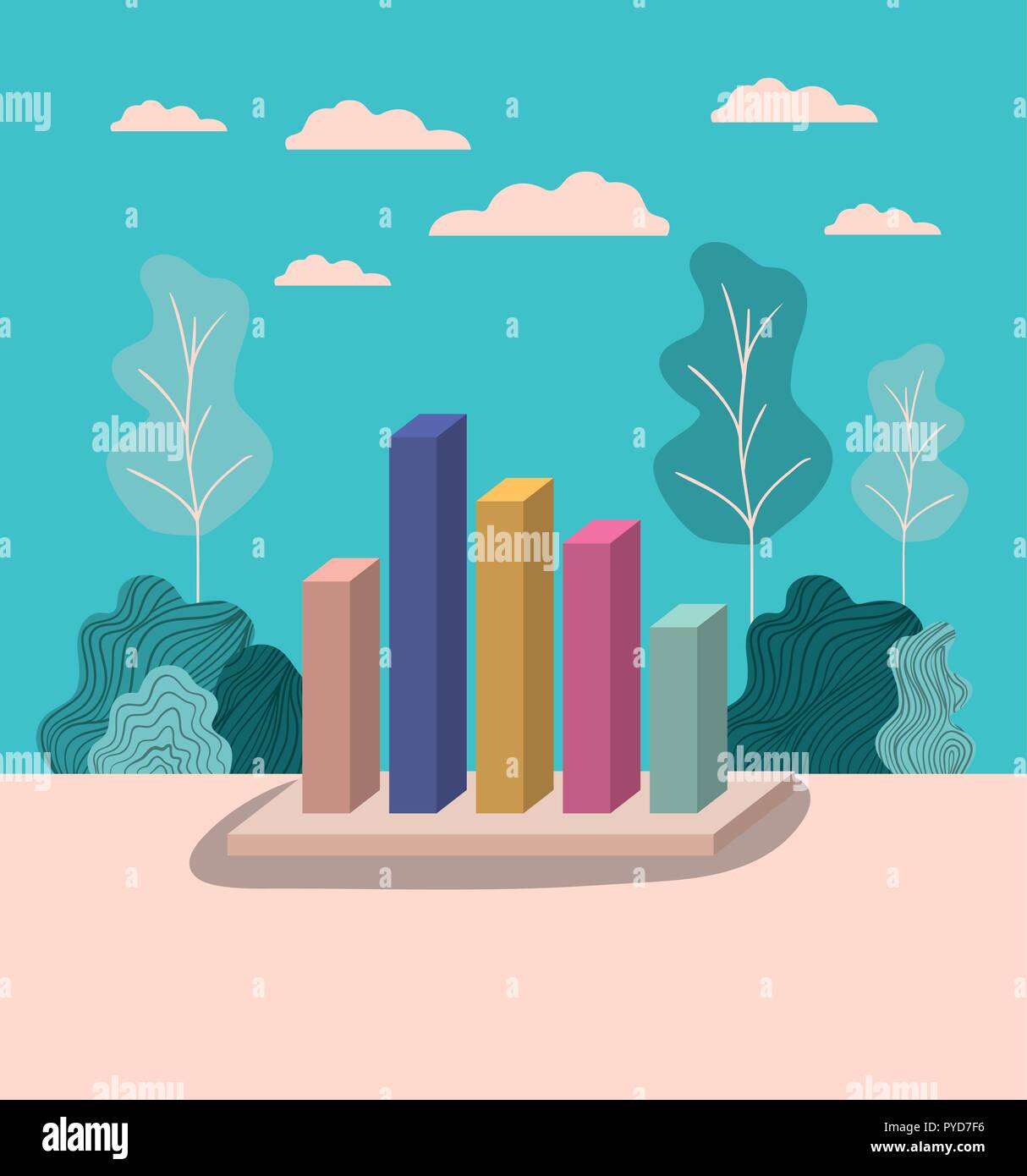 statistics bars with forest landscape Stock Vector Image & Art - Alamy
