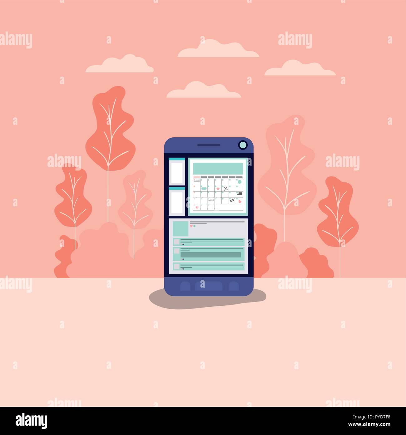 smartphone with forest landscape Stock Vector Image & Art - Alamy