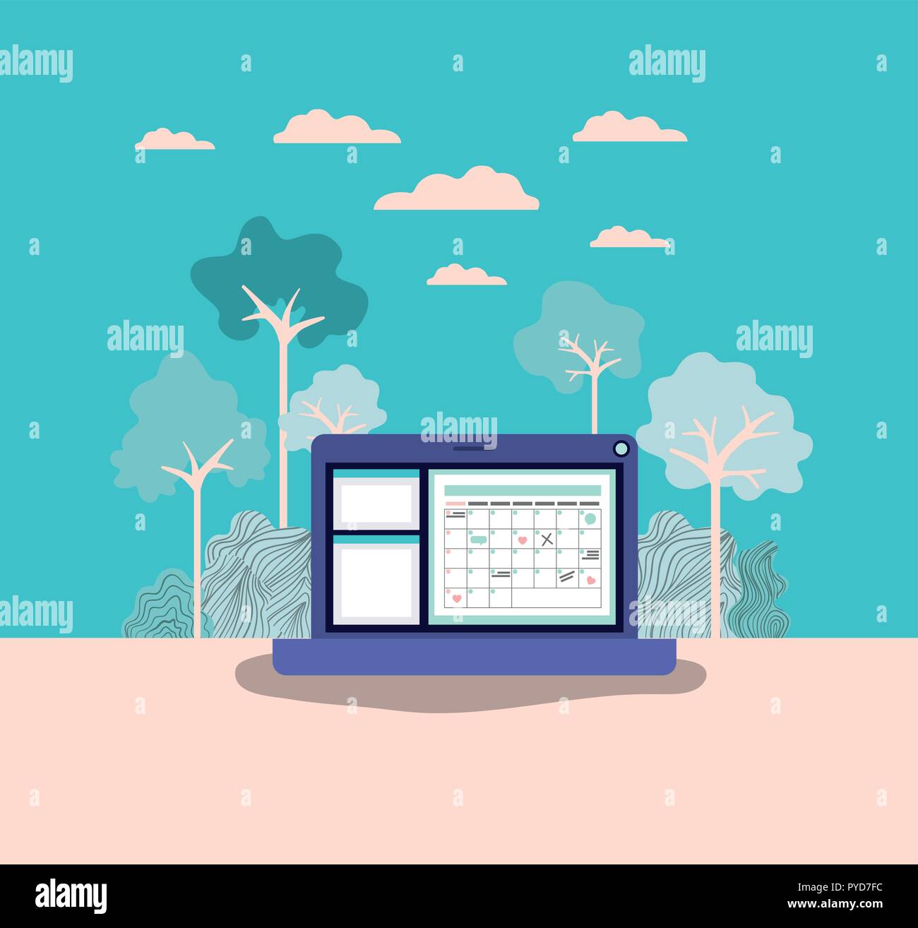laptop computer with forest landscape Stock Vector Image & Art - Alamy