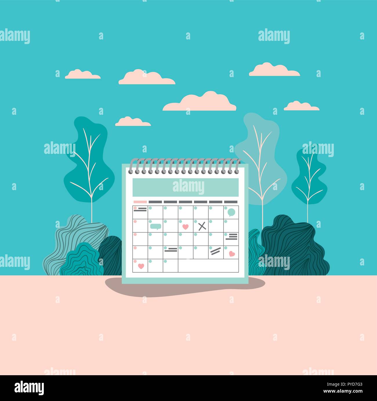 Calendar scene Stock Vector Images - Alamy