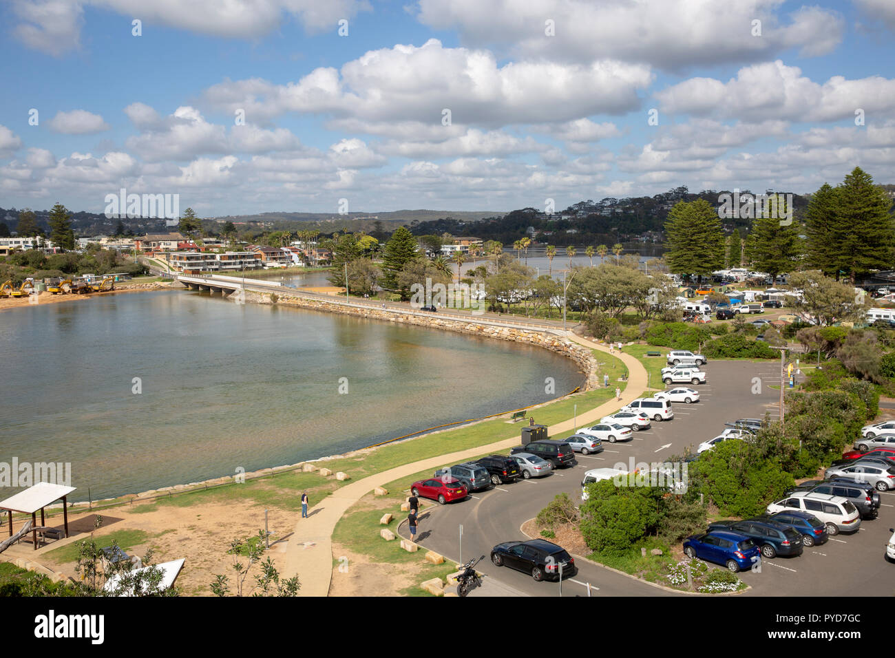 Aerial view of Narrabeen lake lagoon on Sydney northern beaches,New ...