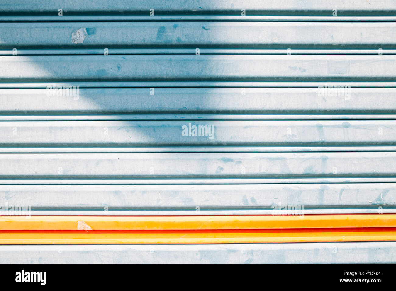 Light blue color metal shutter door texture background Stock Photo - Alamy