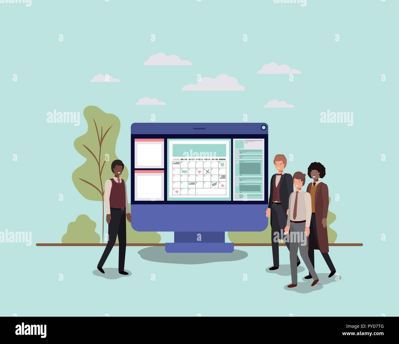 mini people working in computer desktop Stock Vector Image & Art - Alamy