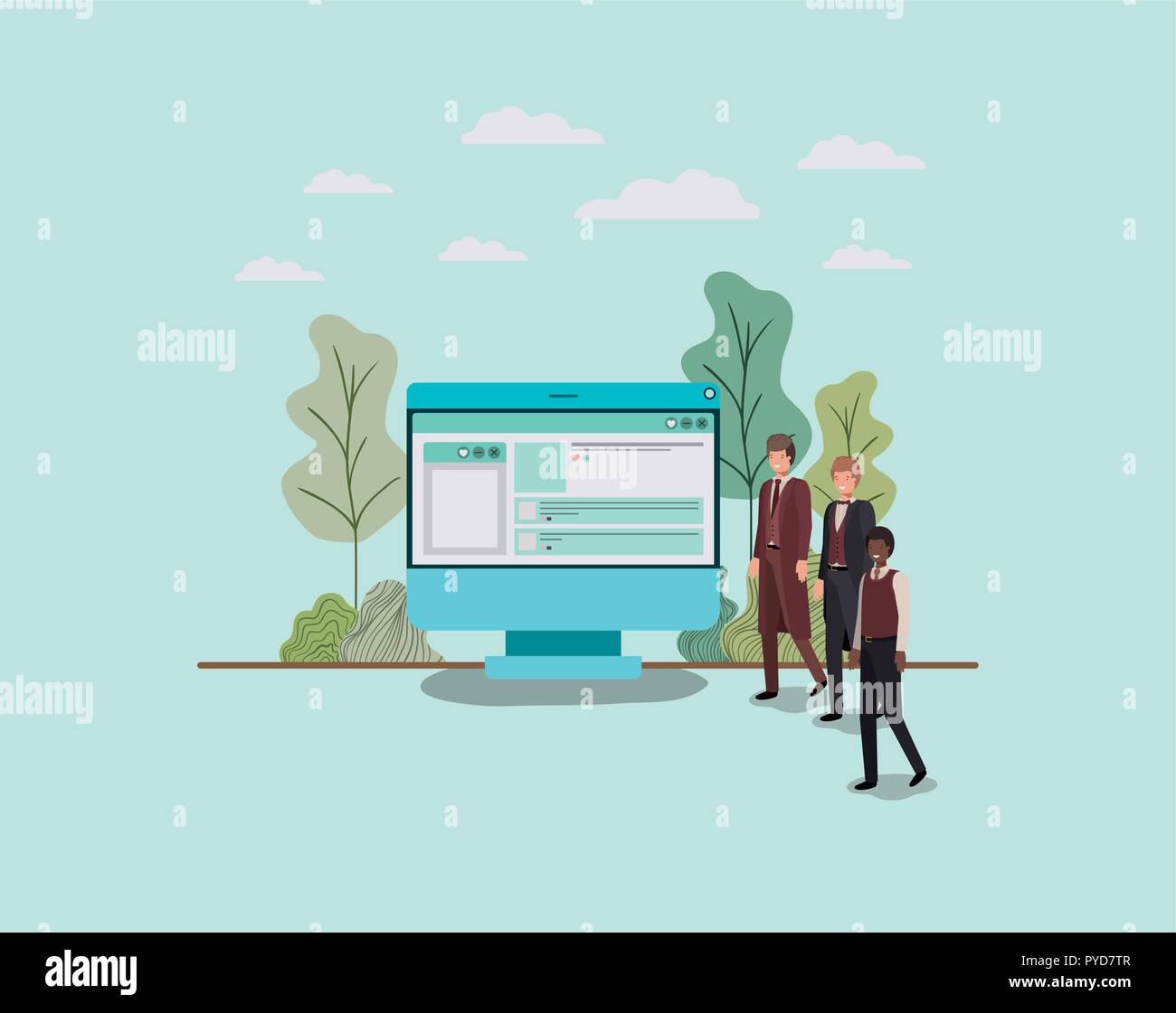 mini people working in computer desktop Stock Vector Image & Art - Alamy