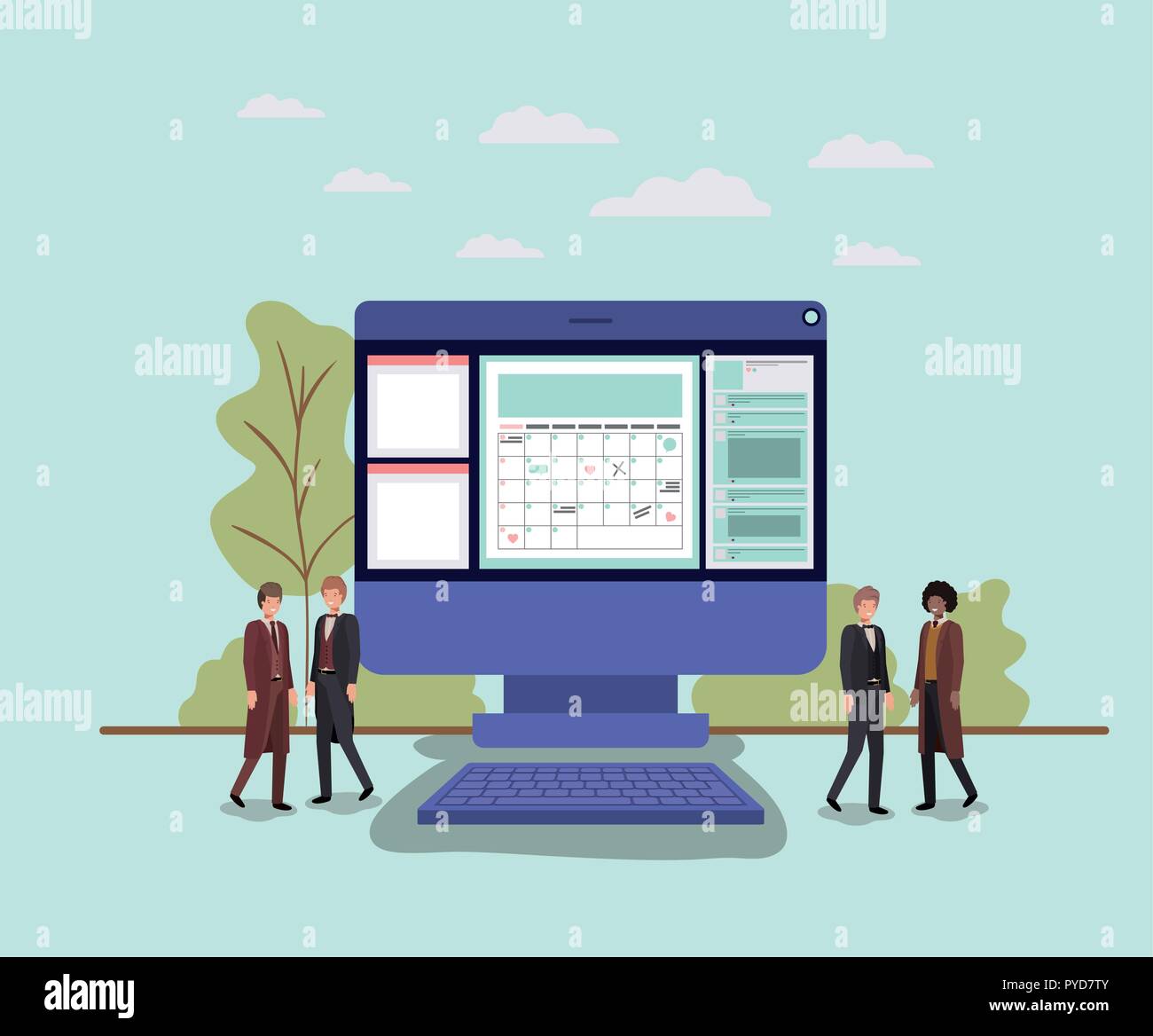 mini people working in computer desktop Stock Vector Image & Art - Alamy