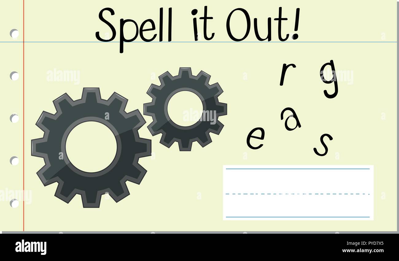 Spell English word gears illustration Stock Vector Image & Art - Alamy