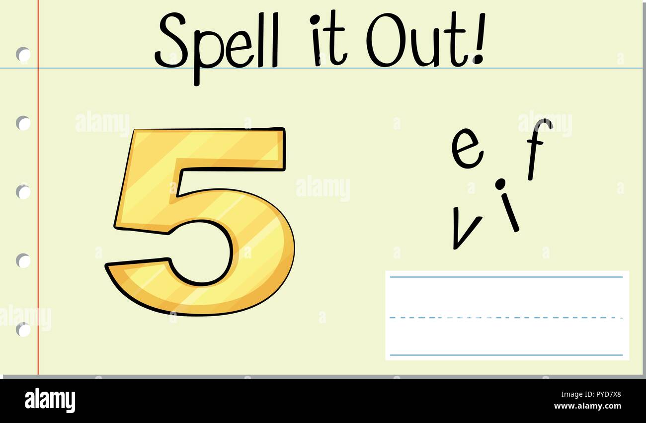 Spell English number five illustration Stock Vector Image & Art - Alamy