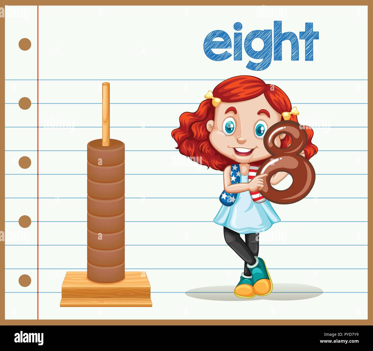 Girl holding number 8 poster illustration Stock Vector Image & Art - Alamy