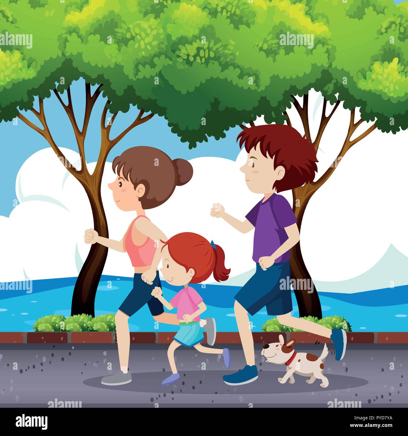 Family Jogging Clipart