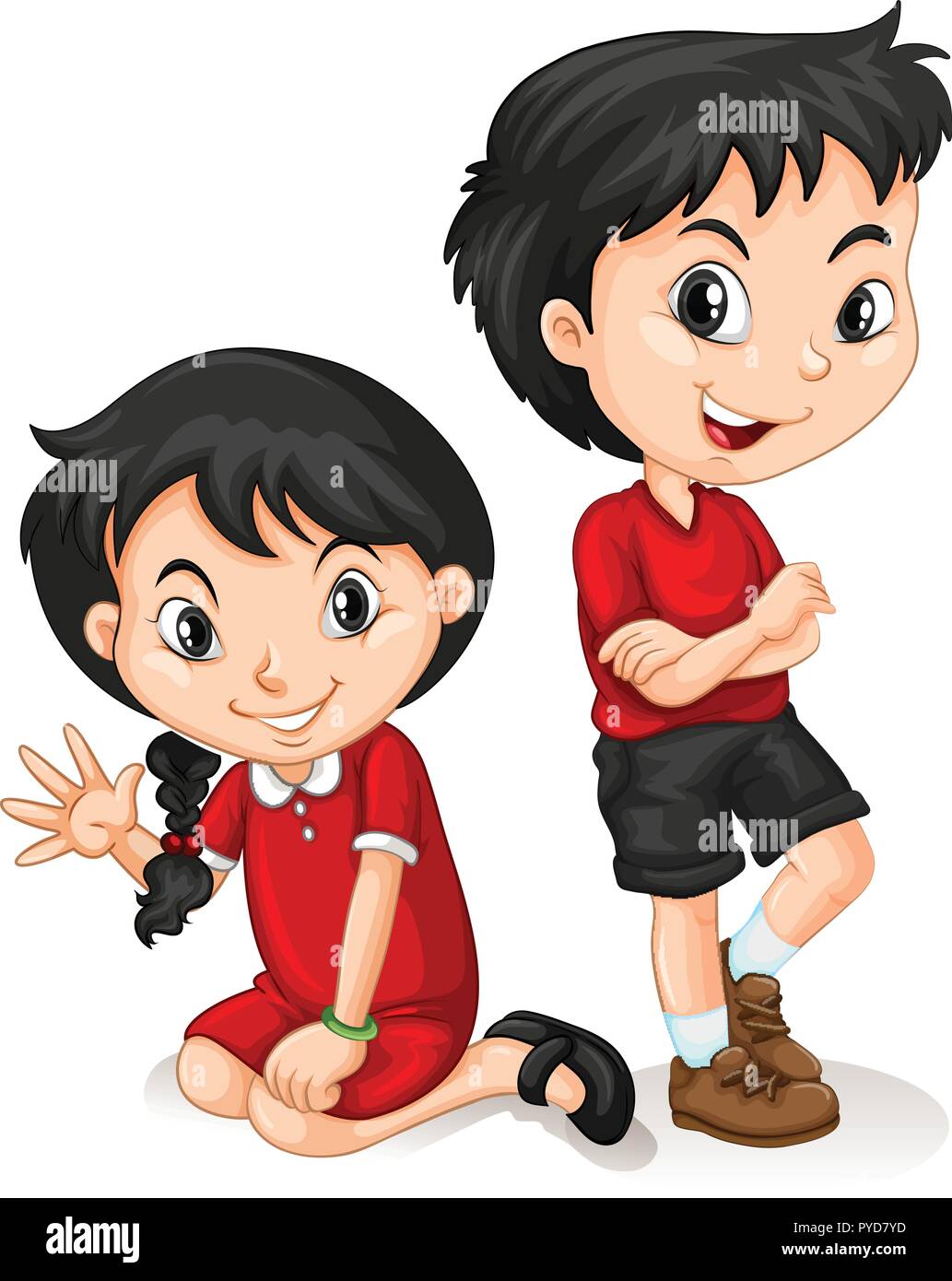 Chinese children character on white background illustration Stock ...