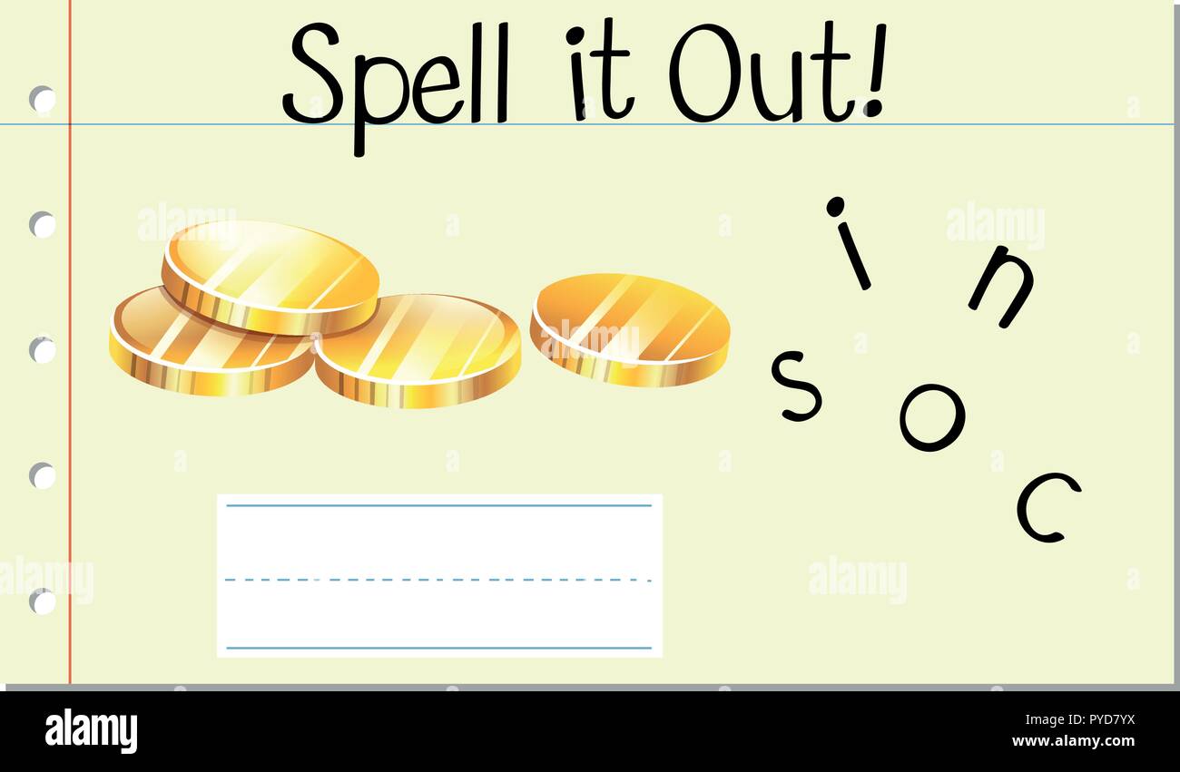 Spell it out coins illustration Stock Vector Image & Art - Alamy