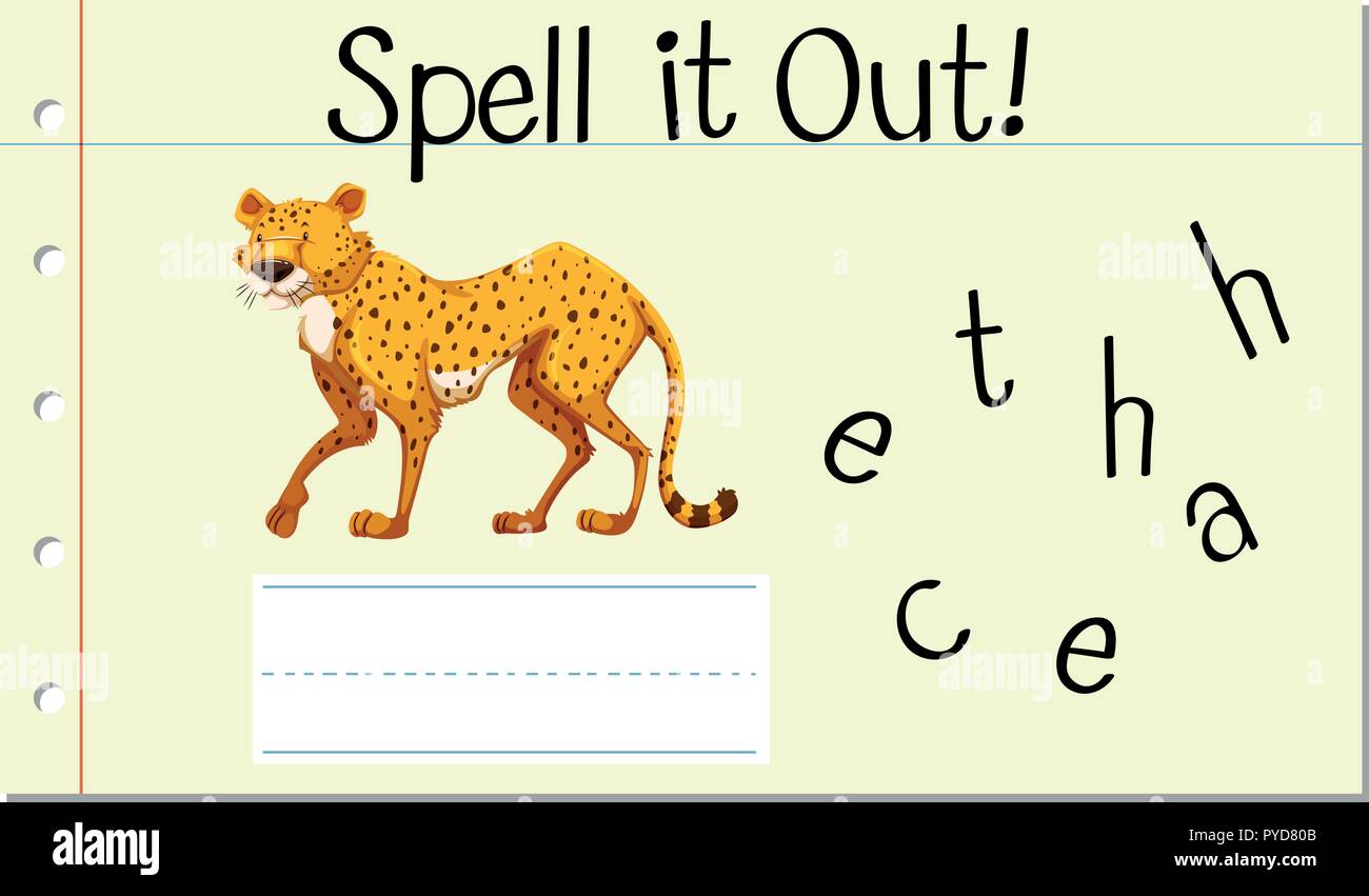Spell english word cheetah illustration Stock Vector Image & Art - Alamy