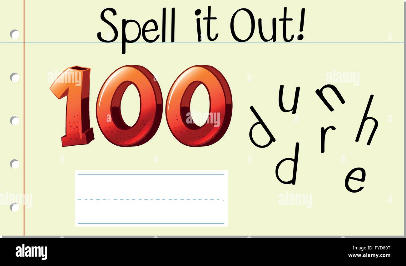 Spell English word hundred illustration Stock Vector Image & Art - Alamy