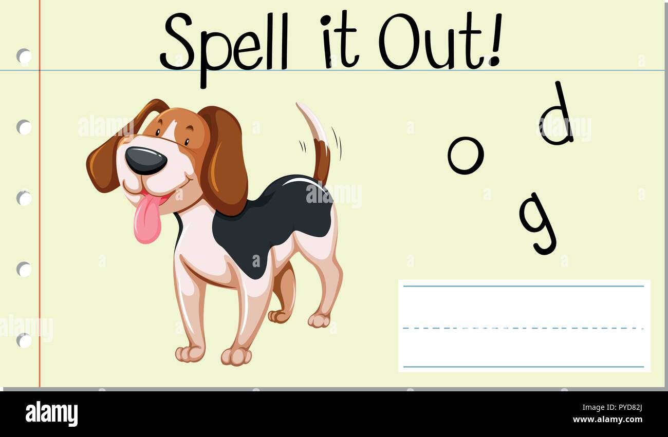 Spell English word dog illustration Stock Vector Image & Art - Alamy