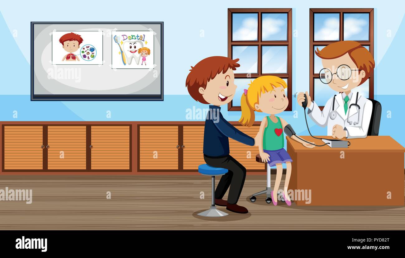 A girl check up with doctor illustration Stock Vector Image & Art - Alamy