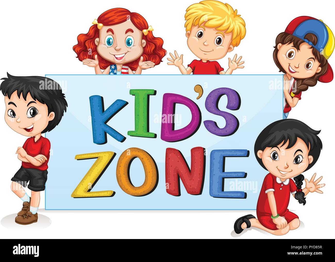 Kid's zone with international kids illustration Stock Vector Image ...