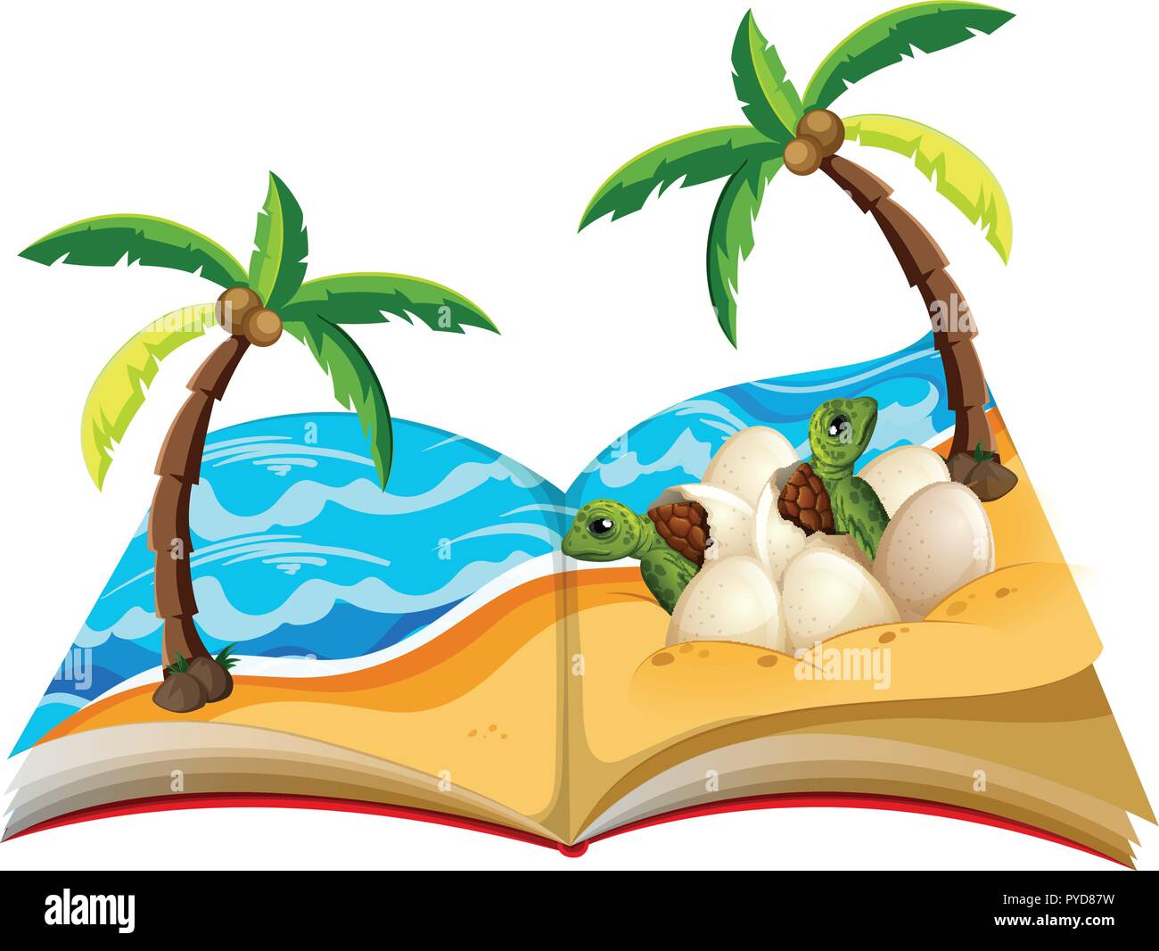 Open book of turtle hatchlings illustration Stock Vector Image & Art ...