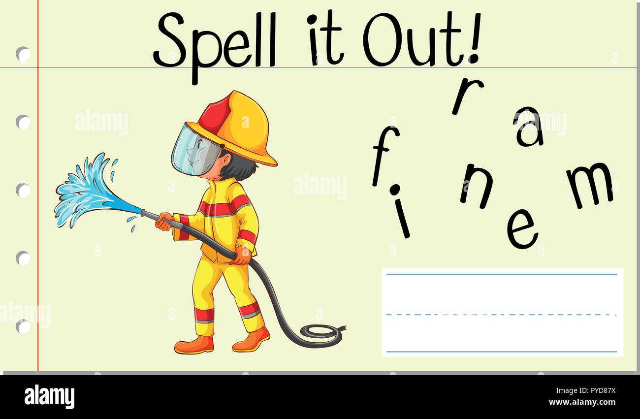 Spell English word fireman illustration Stock Vector Image & Art - Alamy