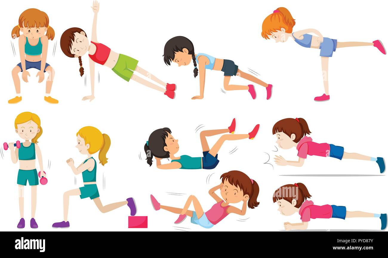Set of woman exercise illustration Stock Vector Image & Art - Alamy