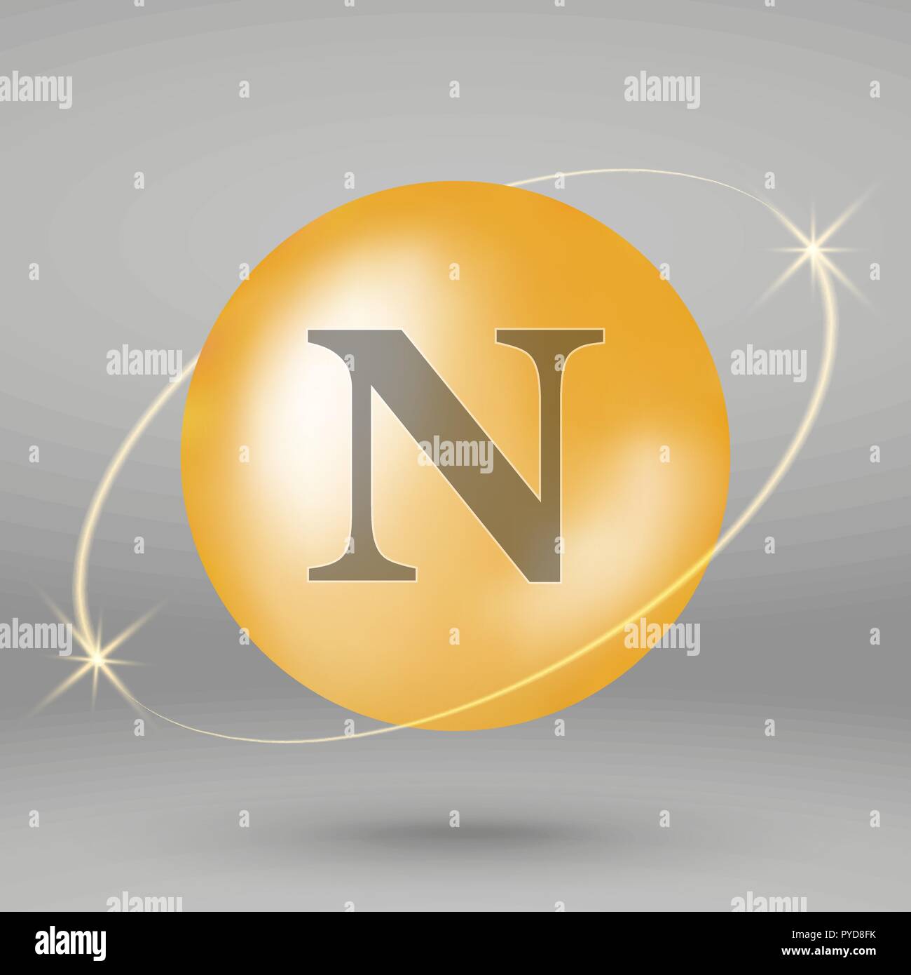 Vitamin N gold icon. drop pill capsule. Vitamin complex design Stock ...