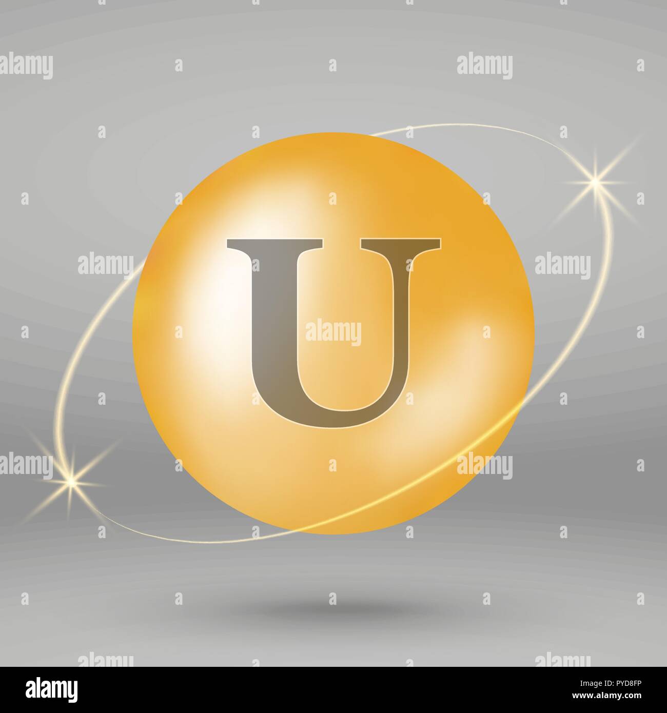 Vitamin U gold icon. drop pill capsule. Vitamin complex design Stock ...