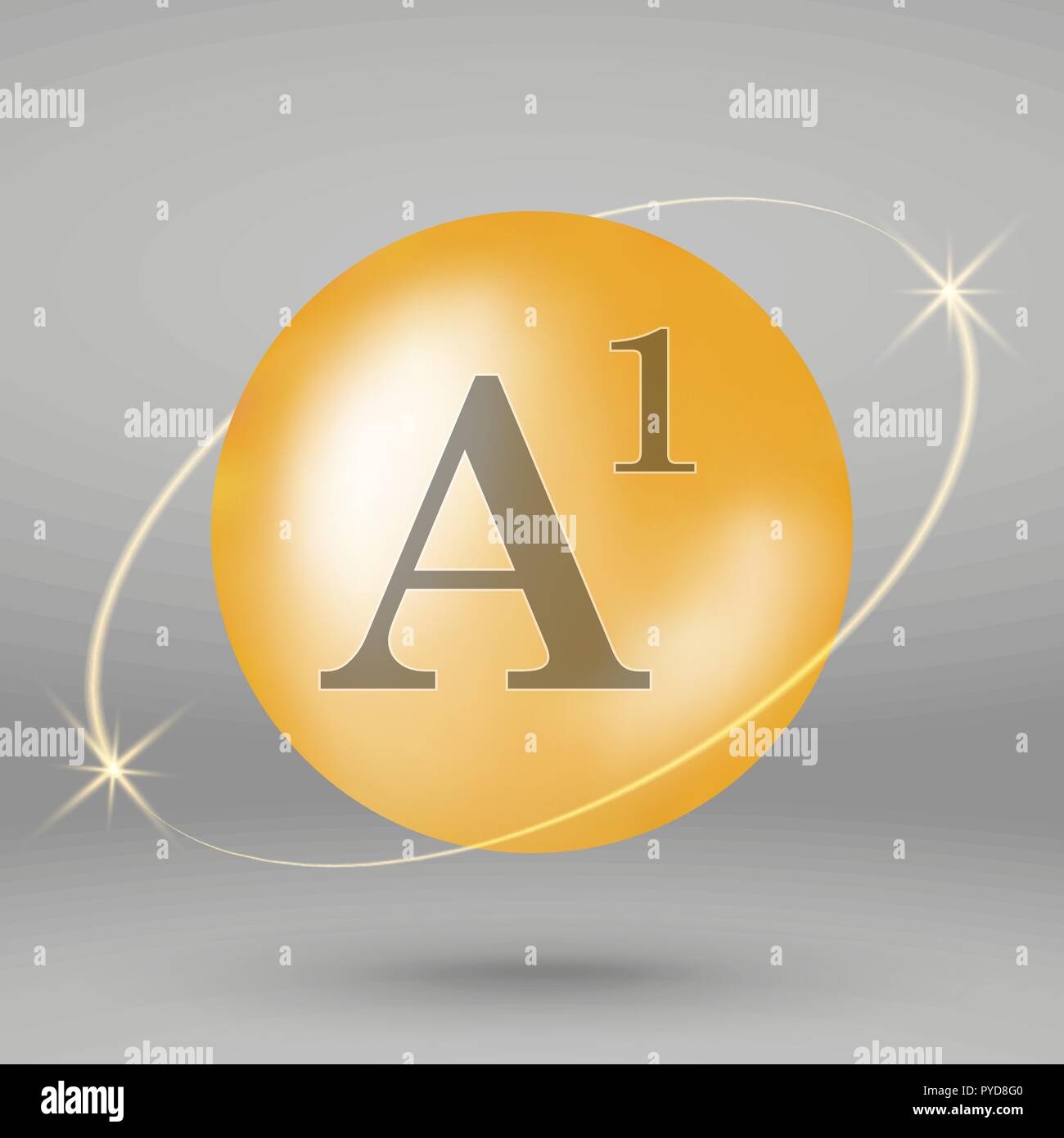 Vitamin A1 gold icon. drop pill capsule. Vitamin complex design Stock ...
