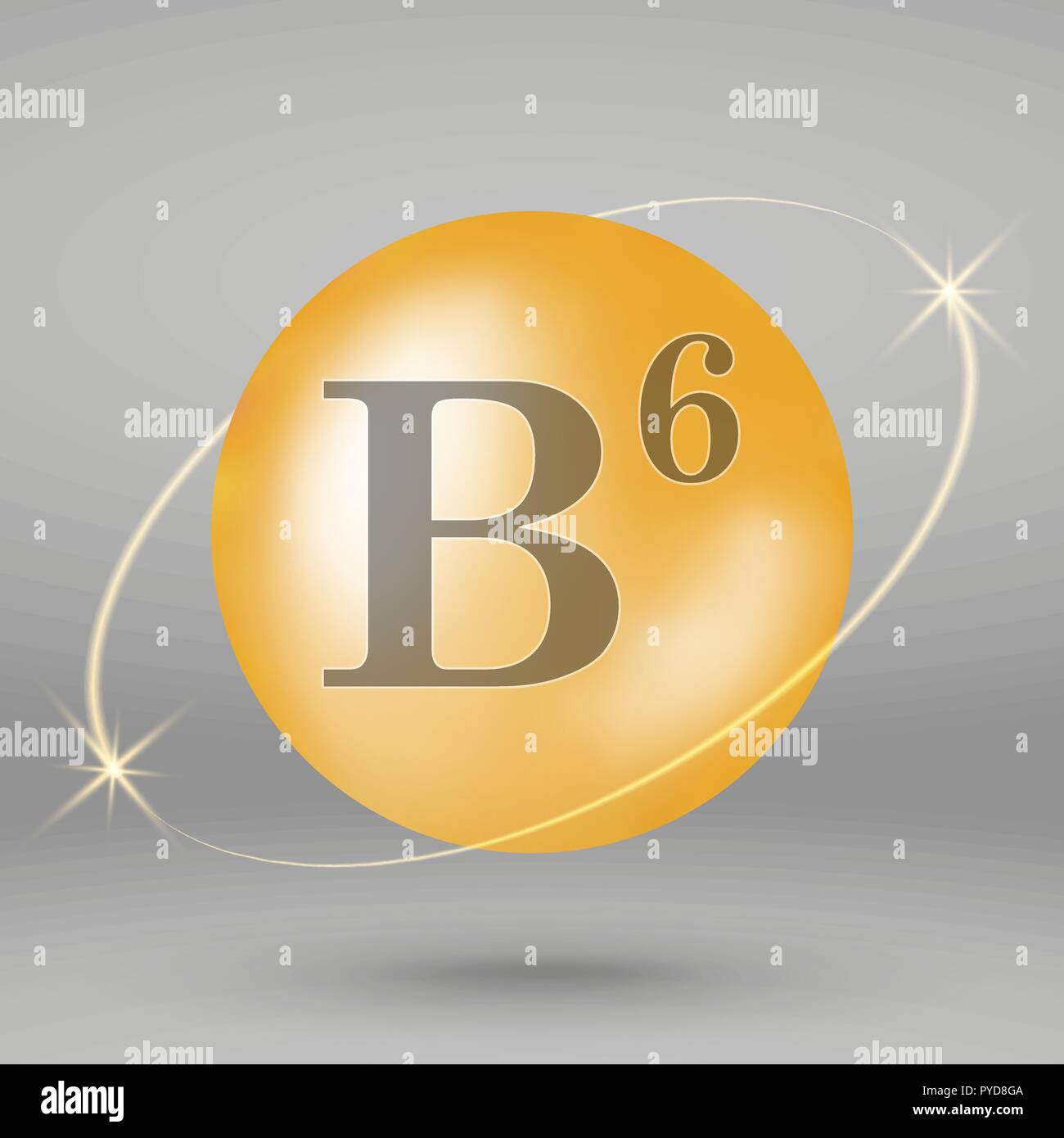 Vitamin B6 gold icon. drop pill capsule. Vitamin complex design Stock ...
