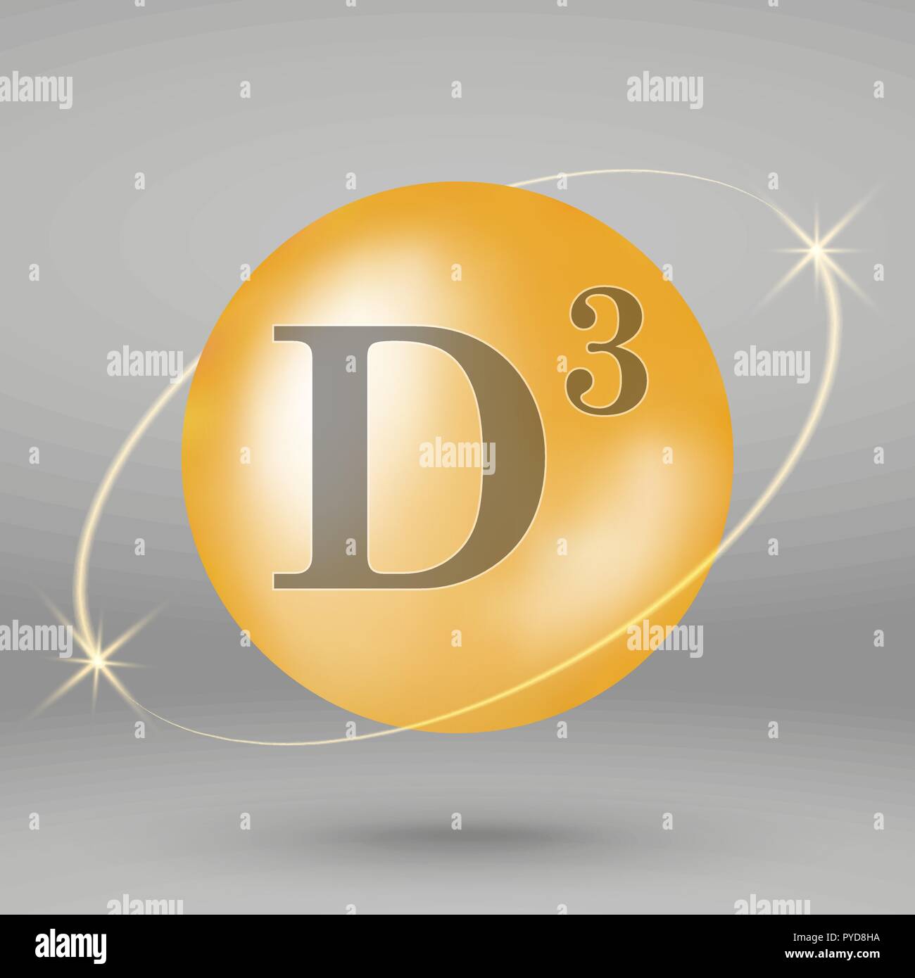 Vitamin D3 Gold Icon Drop Pill Capsule Vitamin Complex Design Stock