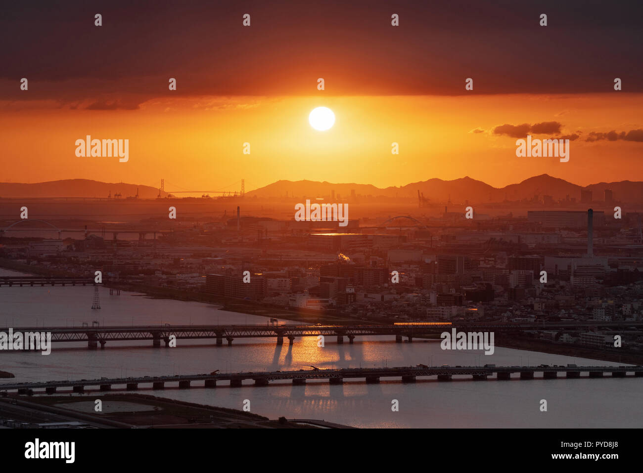 Japan, Osaka city view in sunset Stock Photo - Alamy