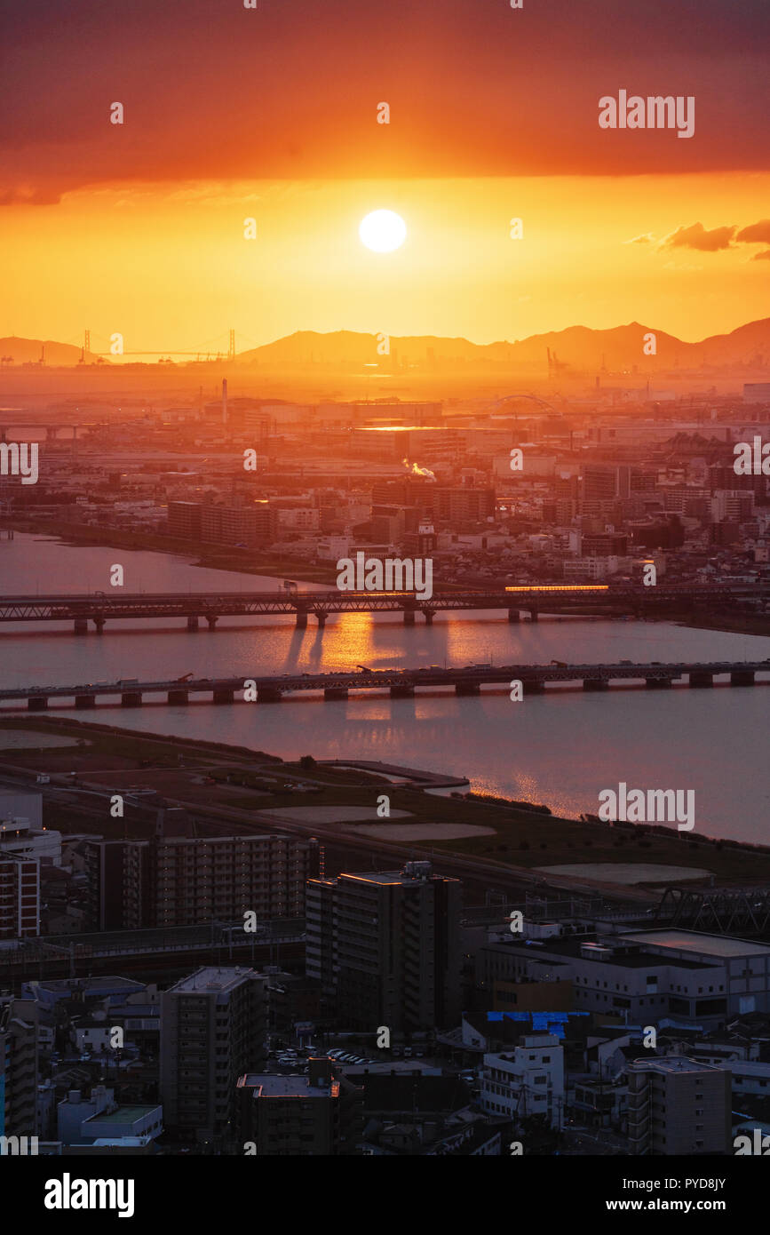 Japan, Osaka city view in sunset Stock Photo - Alamy