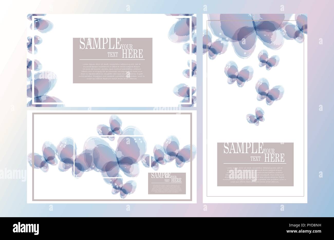 Vector abstract watercolor butterfly template design set II Stock ...