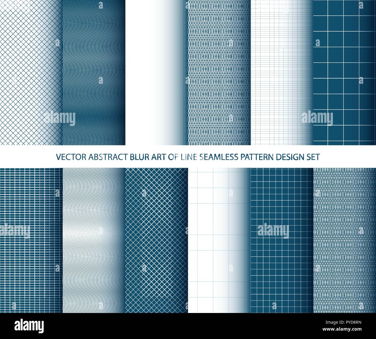 Vector abstract blue art of lines seamless pattern design set ...