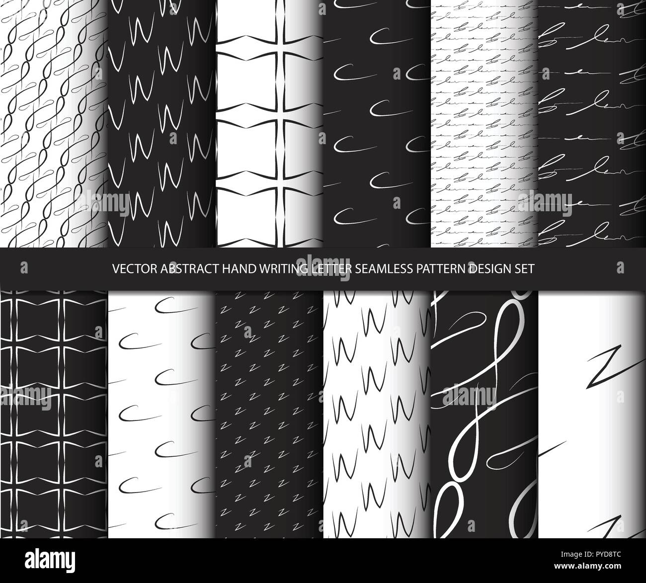 Vector abstract hand writing letter seamless pattern design set ...