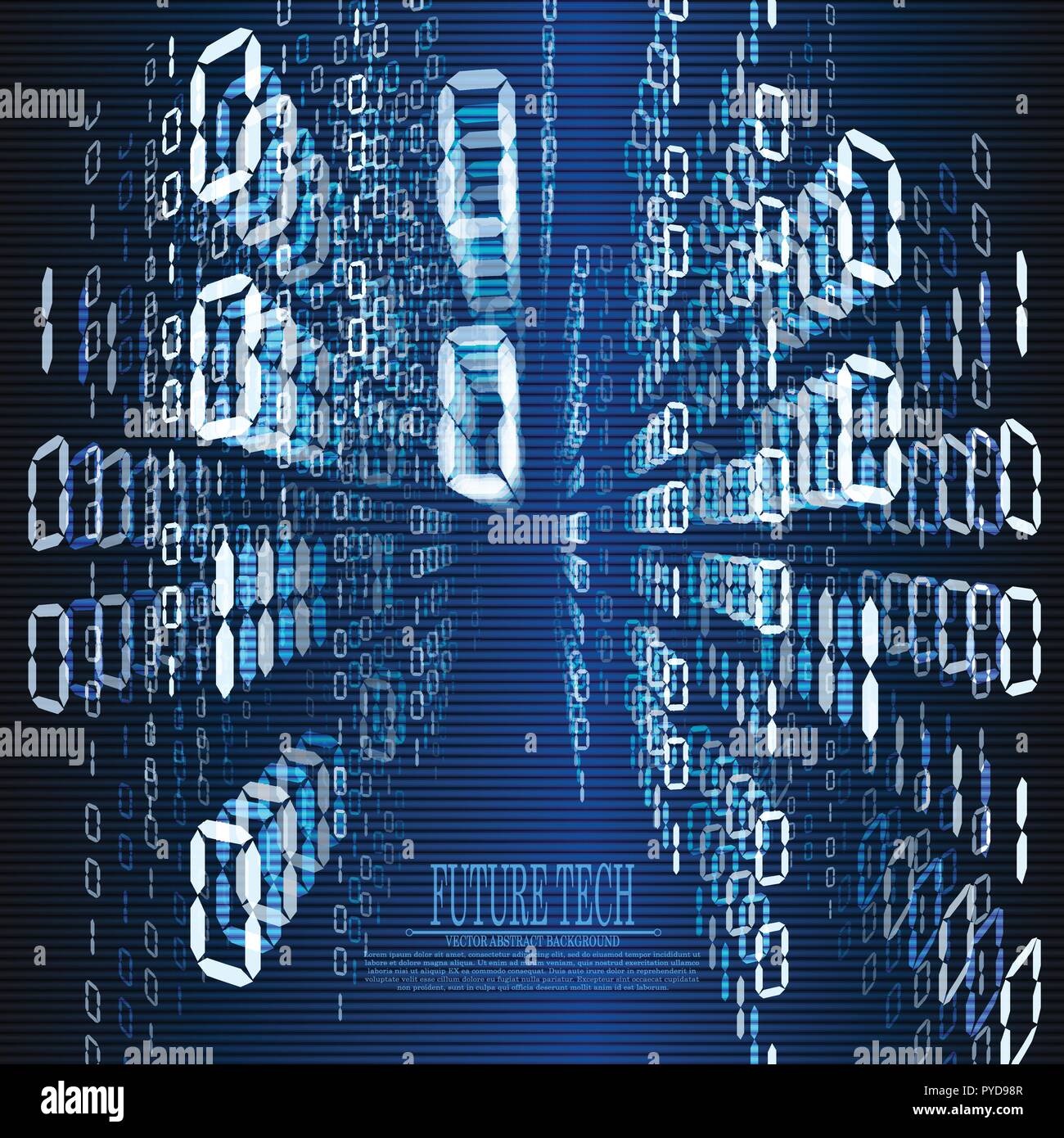 Vector abstract number matrix cyberspace background, future tech Stock ...