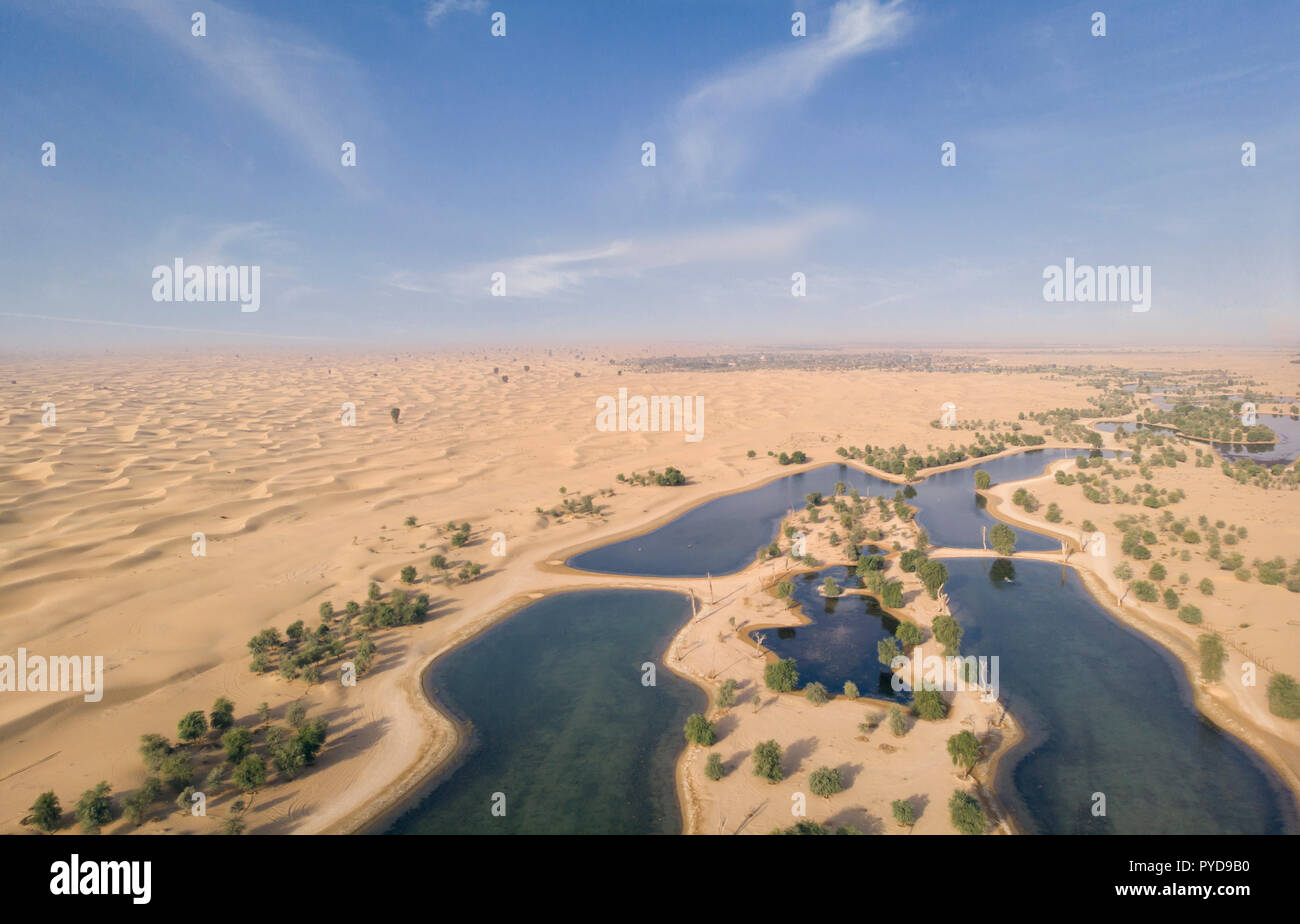 aerial view of Al Qudra Lakes in a desert near Dubai Stock Photo - Alamy