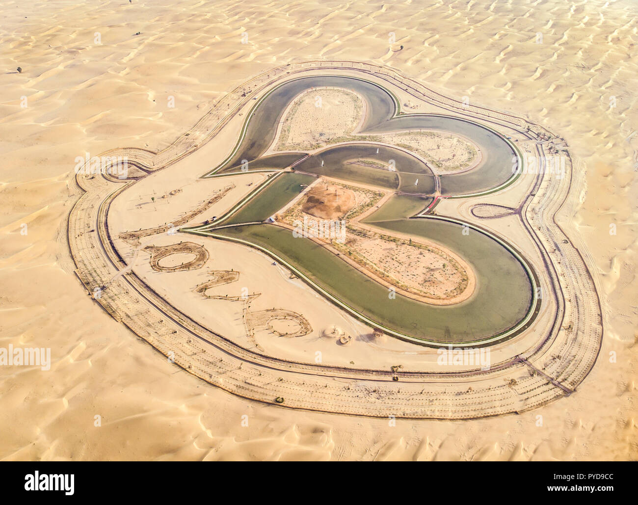 aerial view of Al Qudra Lakes in a desert near Dubai Stock Photo - Alamy