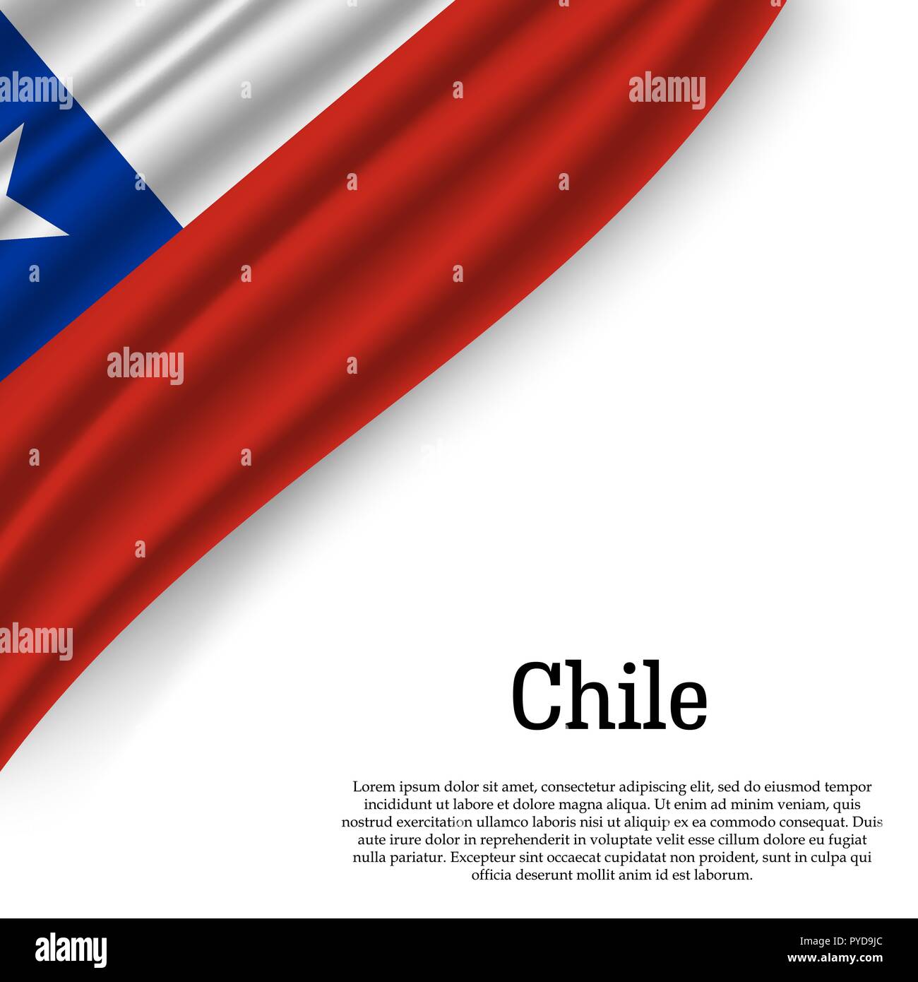 waving flag of Chile on white background. Template for independence day ...