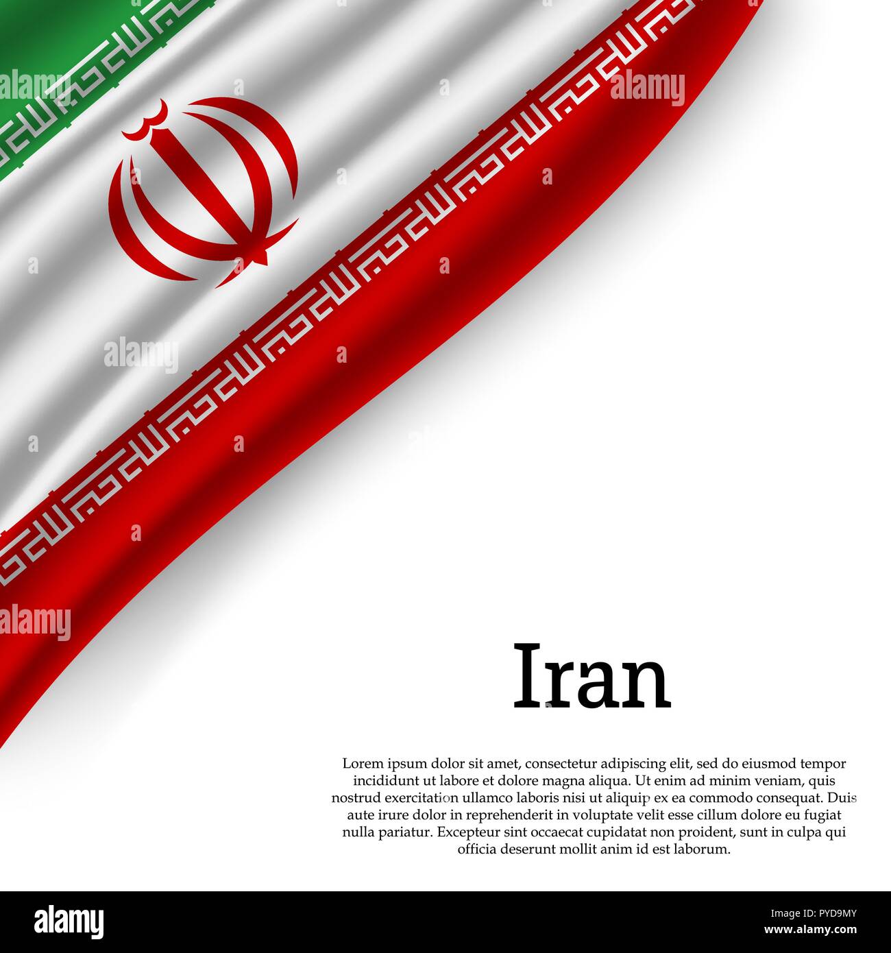 waving flag of Iran on white background. Template for independence day ...
