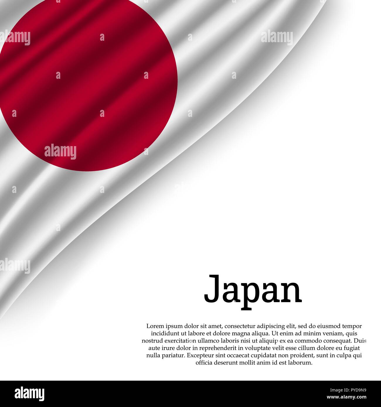 waving flag of Japan on white background. Template for independence day ...