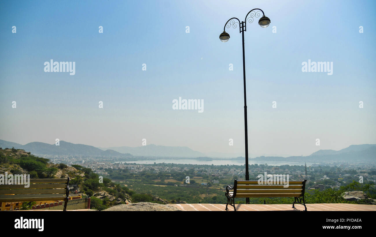 Bench and a Street light Stock Photo - Alamy