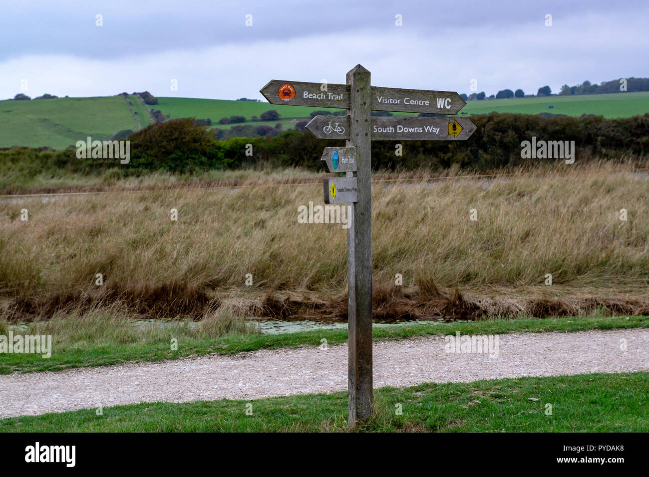 Wooden signpost on the South Downs Stock Photo - Alamy