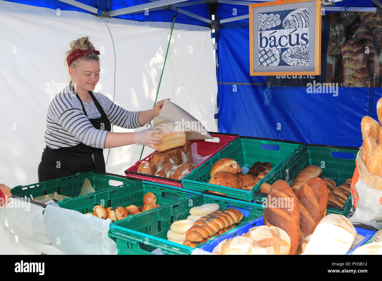fresh bread display farmers market, tralee, county kerry, ireland Stock ...