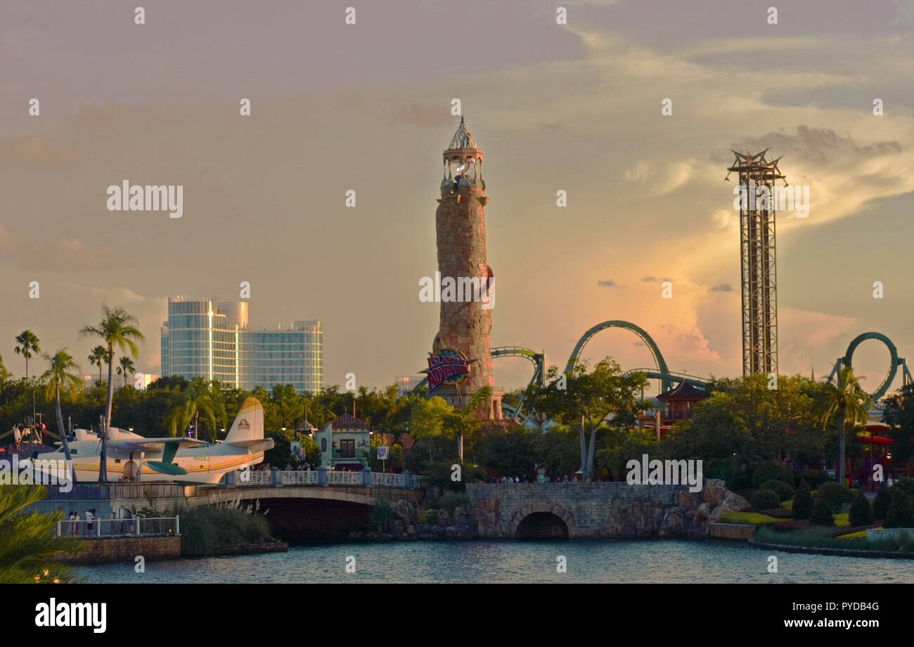 Orlando, Florida USA; July 29 Sunset Adventure Island at Universal ...