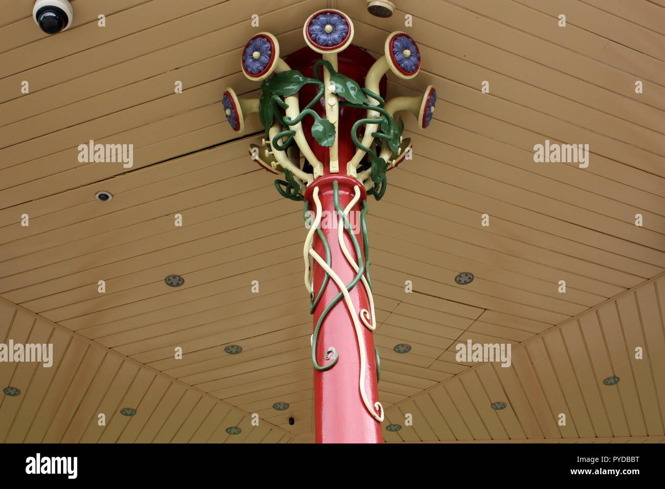 Decorative columns on the bandstand at Saltaire, Yorkshire, England ...
