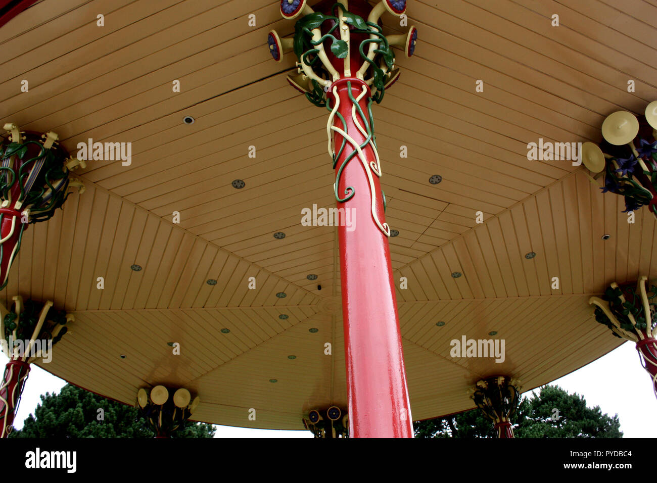 Decorative columns on the bandstand at Saltaire, Yorkshire, England ...